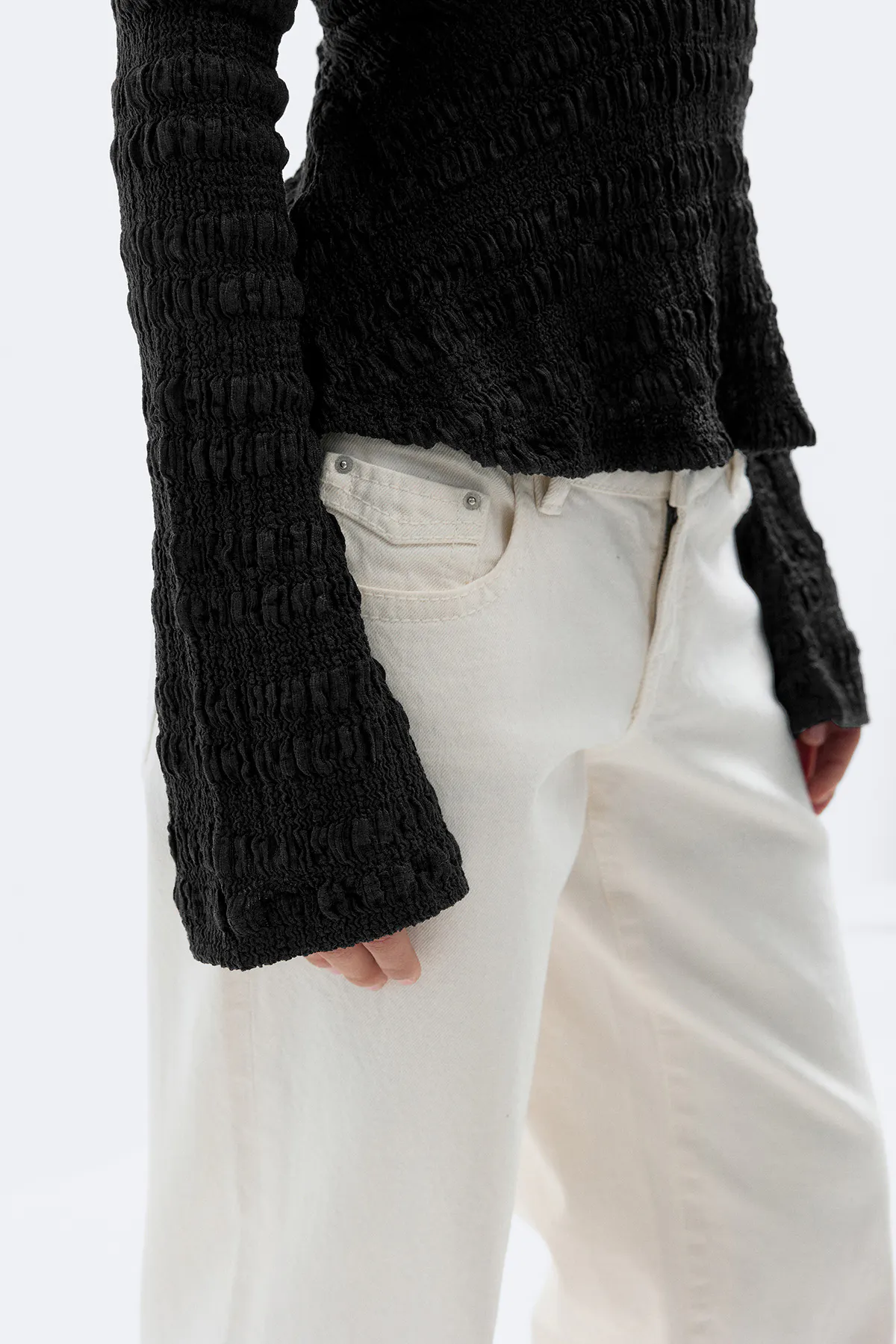 Tie back top - Noir - Femme - Gina Tricot