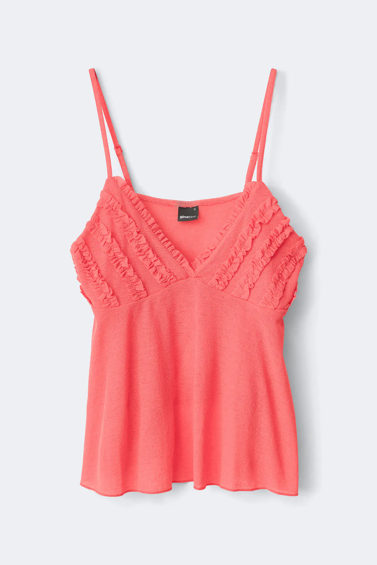 Sheer ruffle strap singlet - Roze - Dame - Gina Tricot