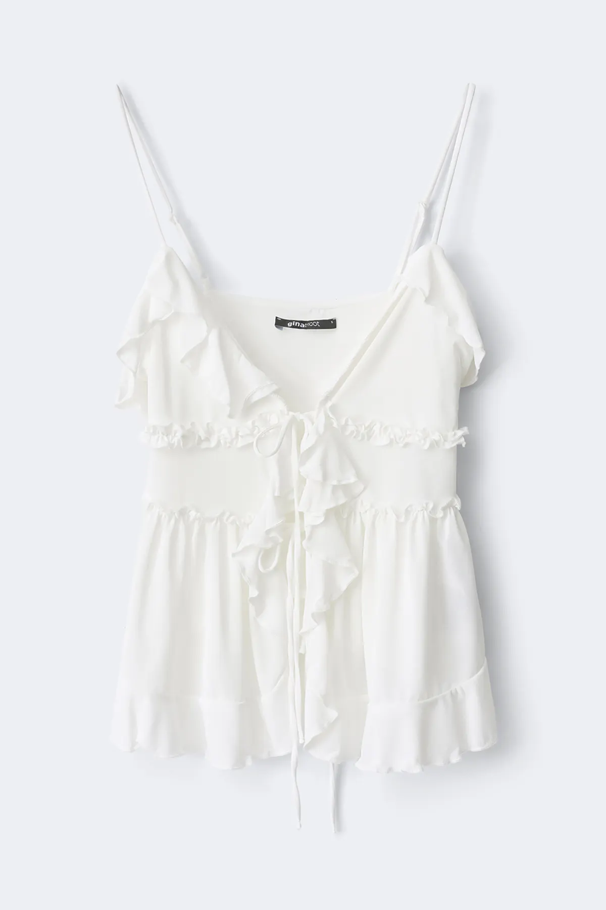 Tie frill strap singlet - Vit - Dam - Gina Tricot