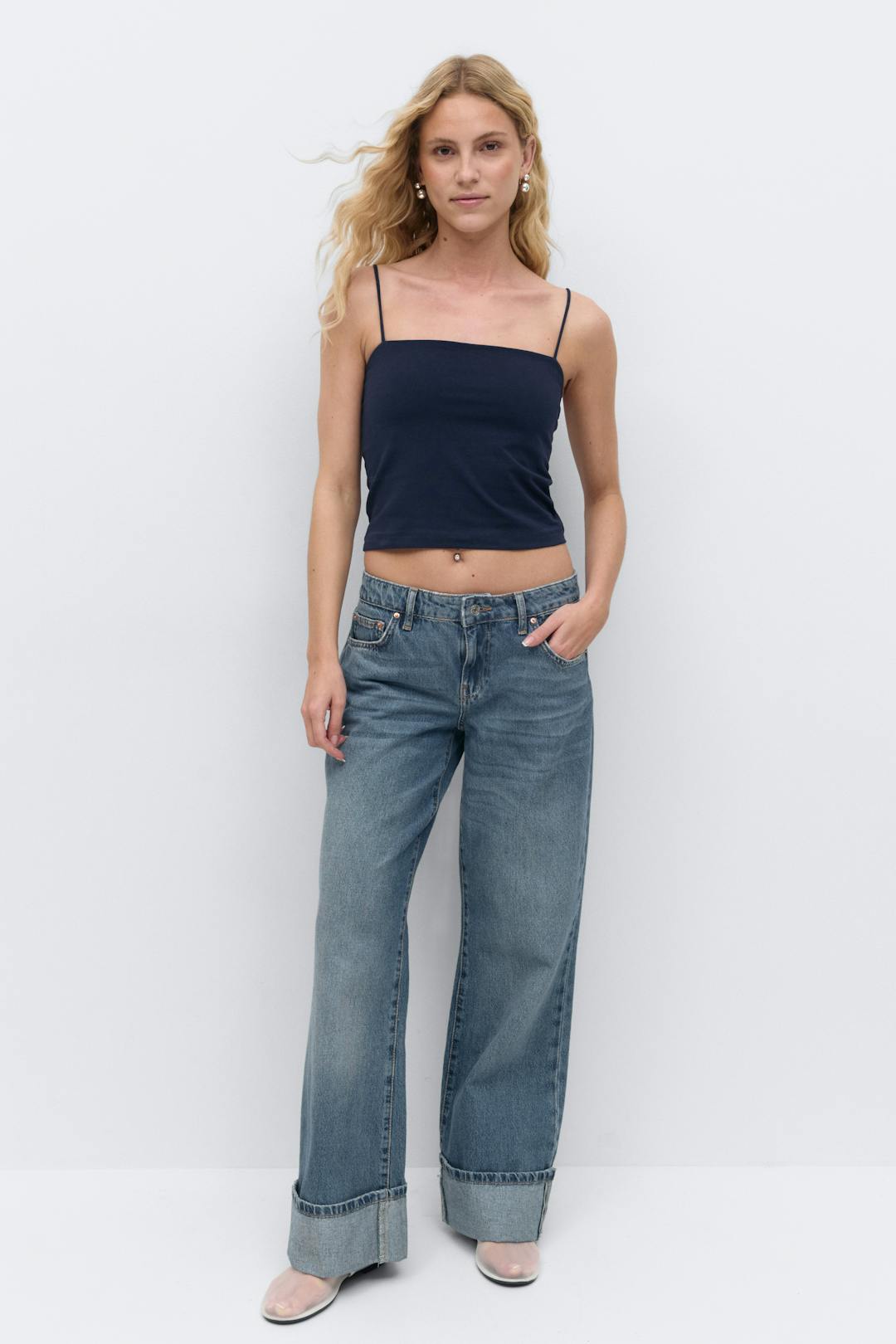 spaghetti strap singlet - Blauw - Dame - Gina Tricot