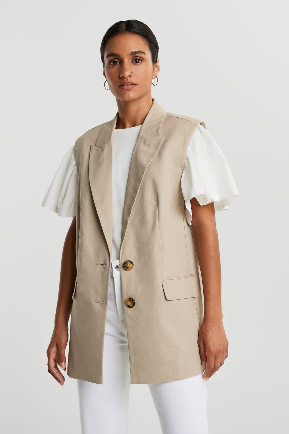 Camilla blazer vest - Hvid - Dame - Gina Tricot