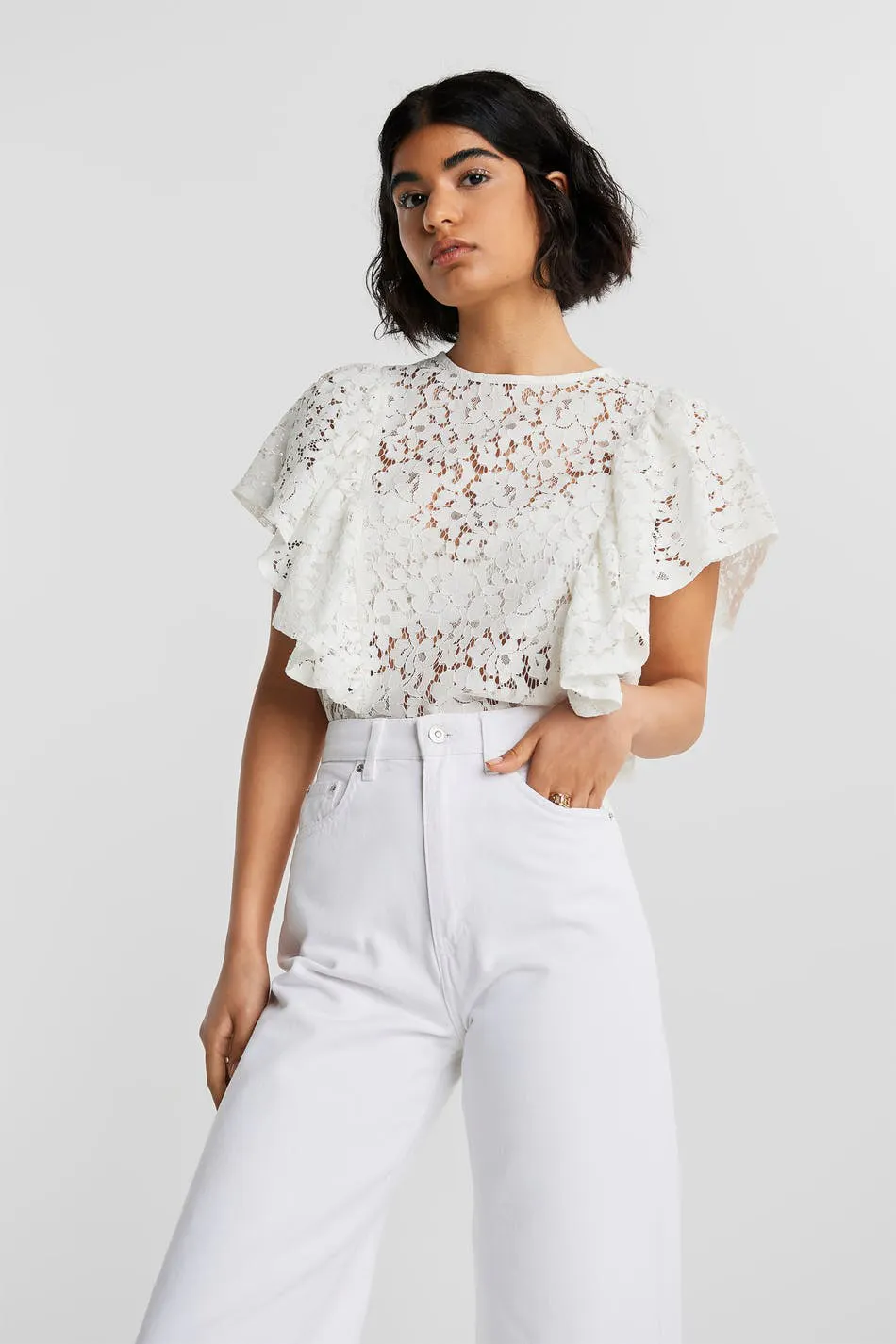 Ann lace top - Hvit - Dame - Gina Tricot