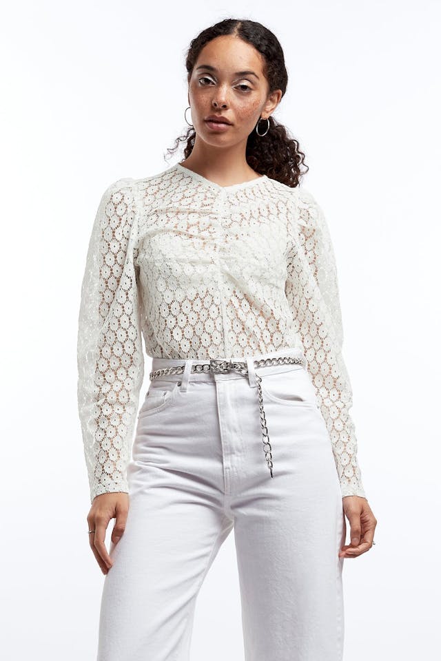 Francesca lace top - Weiß - Dame - Gina Tricot